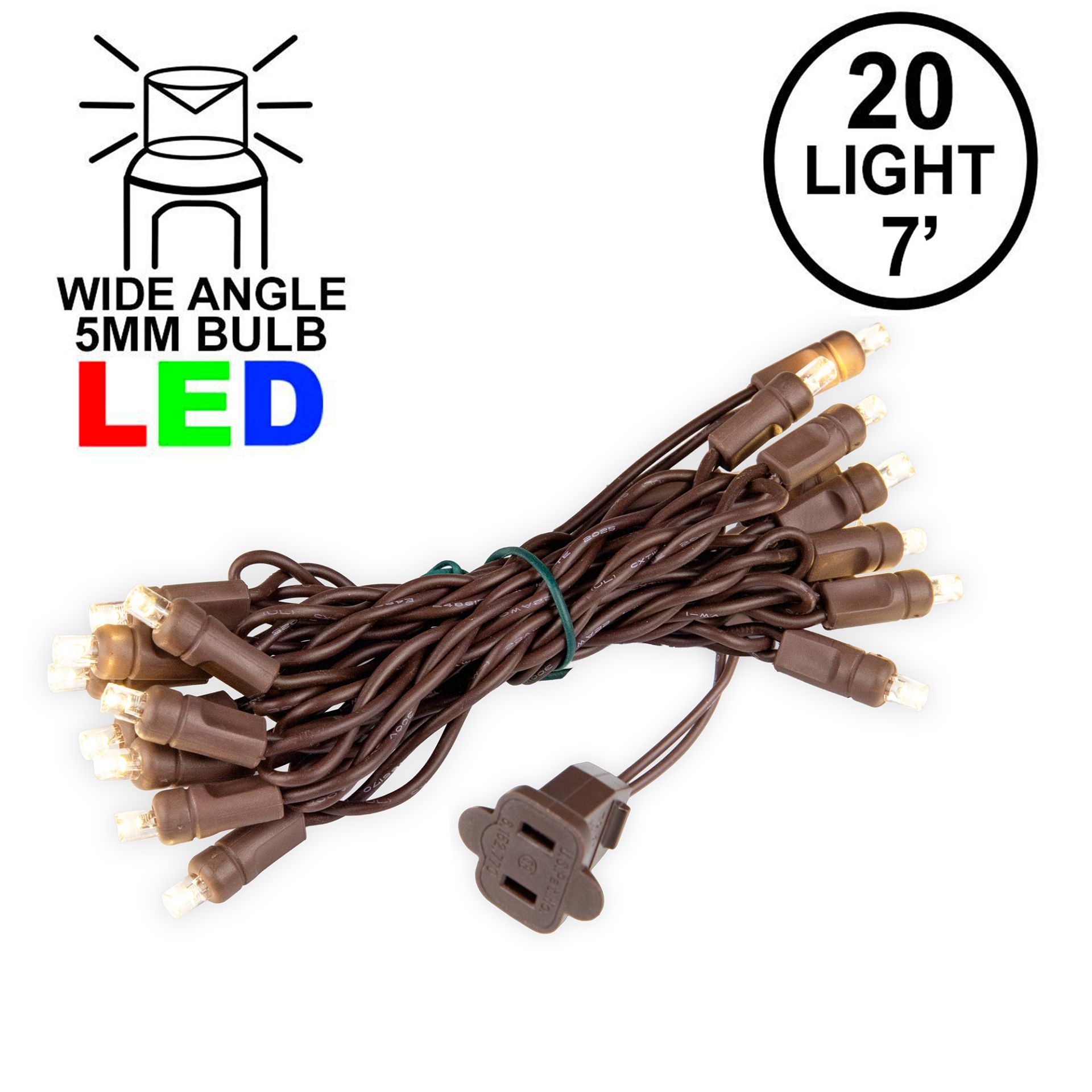20 Light Warm White LED Christmas Light Set - Novelty Lights IncNovelty ...