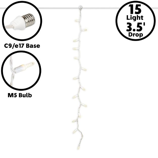 15 LED C9 Icicle Drop on White Wire – Warm White | NoveltyLightsNovelty ...
