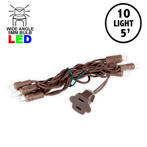 10 Light Pure White Brown Wire LED Christmas Light Set - Novelty Lights ...