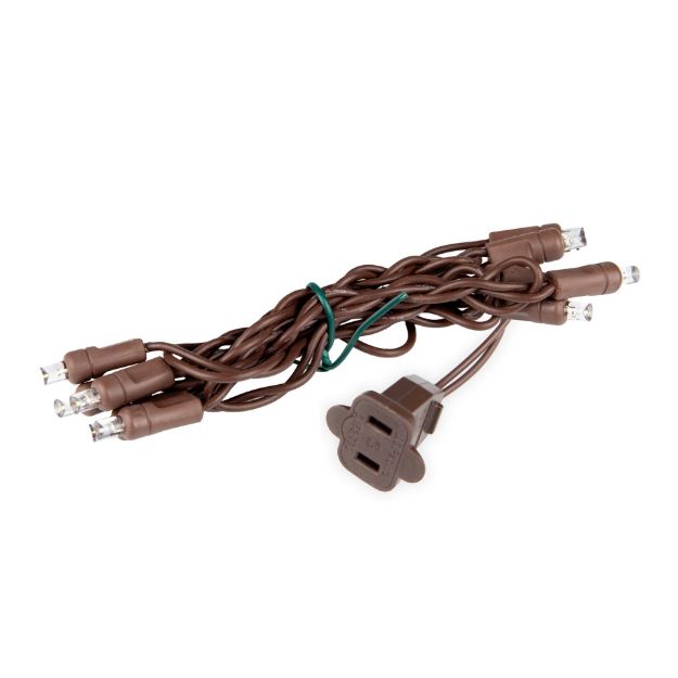 10 Light Pure White Brown Wire LED Christmas Light Set - Novelty Lights ...