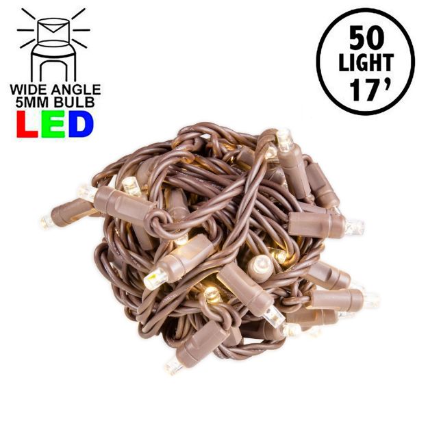 Wide Angle Old Color Warm White (19WW) 50 Bulb LED Christmas Brown Wire ...