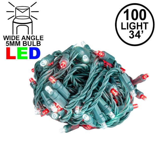 Wide Angle Red & Pure White 100 Bulb LED Christmas Lights Sets ...