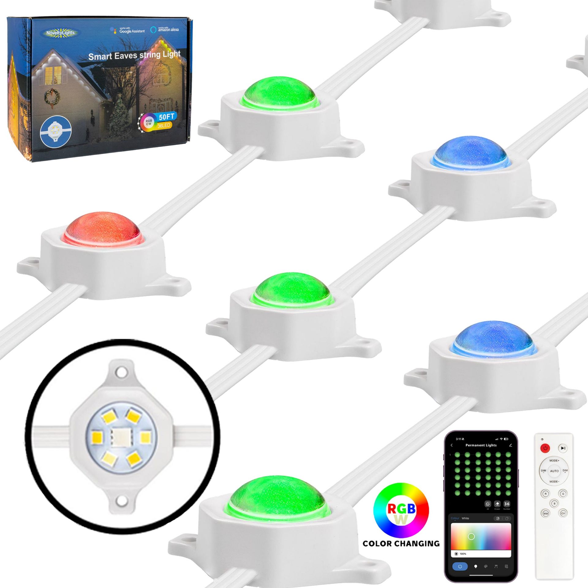 50-ft App-Controlled RGBTW Permanent Outdoor Eve Lights | Novelty ...