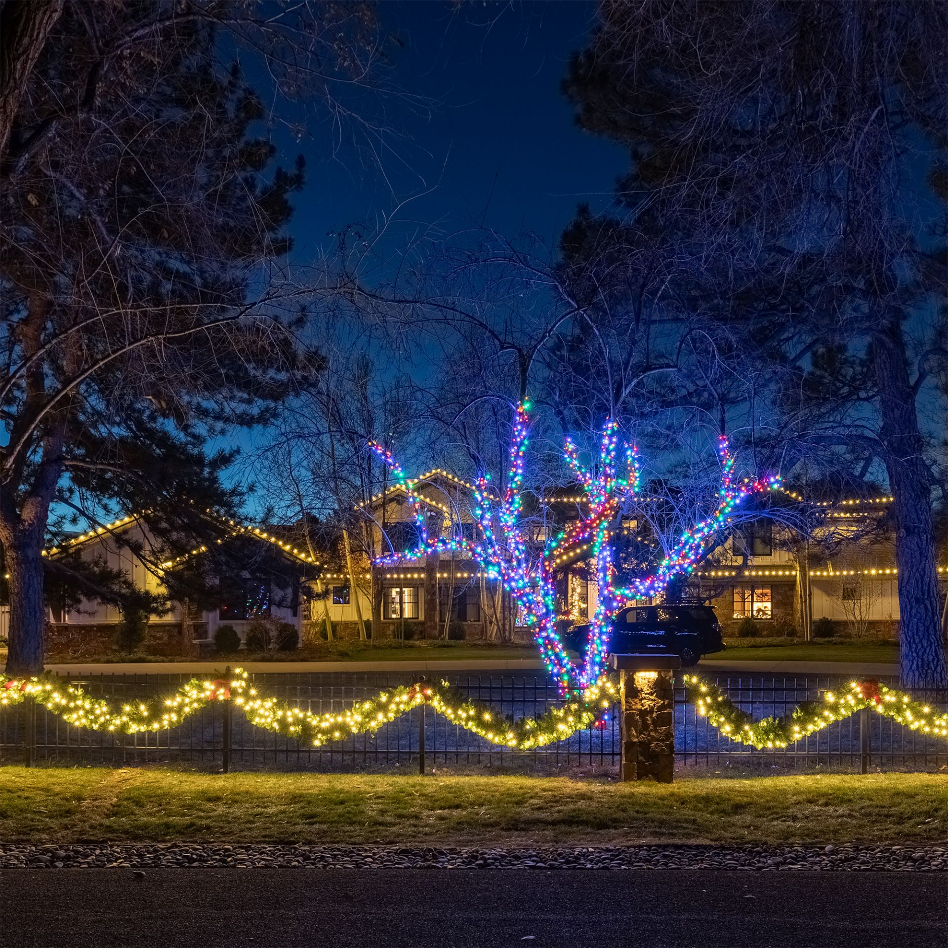Wide Angle Multi Color 70 Bulb LED Christmas Lights SetsNovelty Lights ...